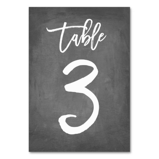 Chic Typography Chalkboard Table Number | Table 3 | Zazzle