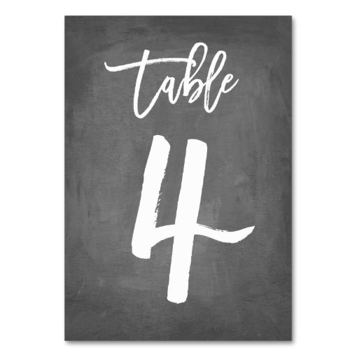 Chic Typography Chalkboard Table Number | Table 4 | Zazzle