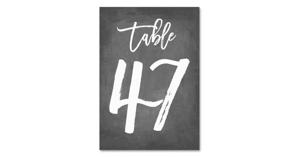 Chic Typography Chalkboard Table Number | Table 47 | Zazzle