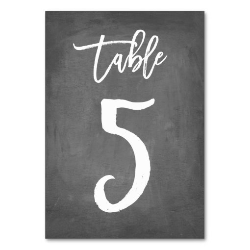 Chic Typography Chalkboard Table Number | Table 5 | Zazzle