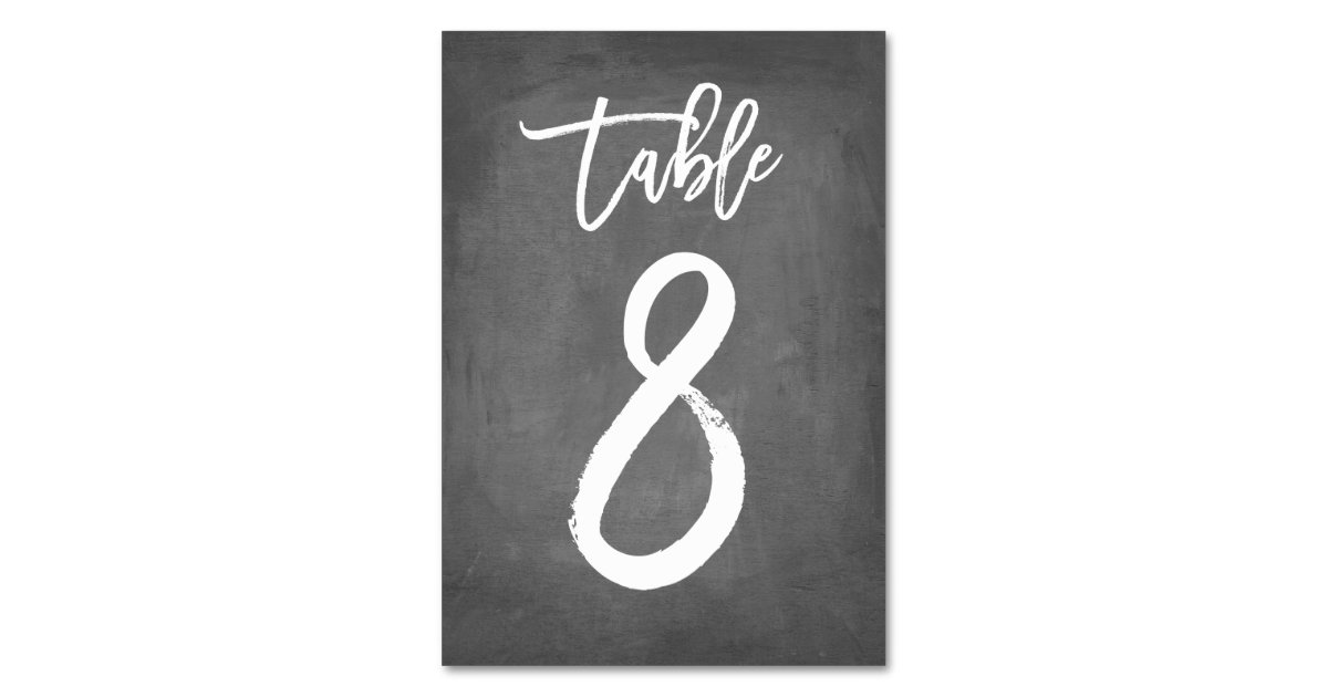 Chic Typography Chalkboard Table Number | Table 8 | Zazzle