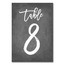 Chic Typography Chalkboard Table Number | Table 8 | Zazzle