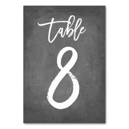 Chic Typography Chalkboard Table Number | Table 8 | Zazzle