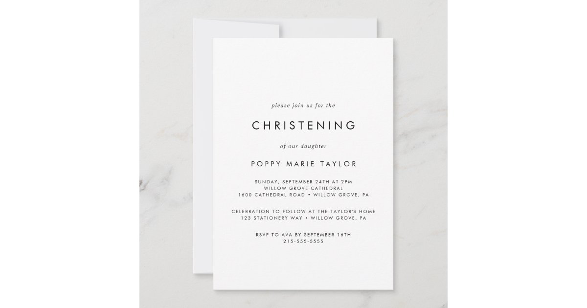 Chic Typography Christening Invitation | Zazzle