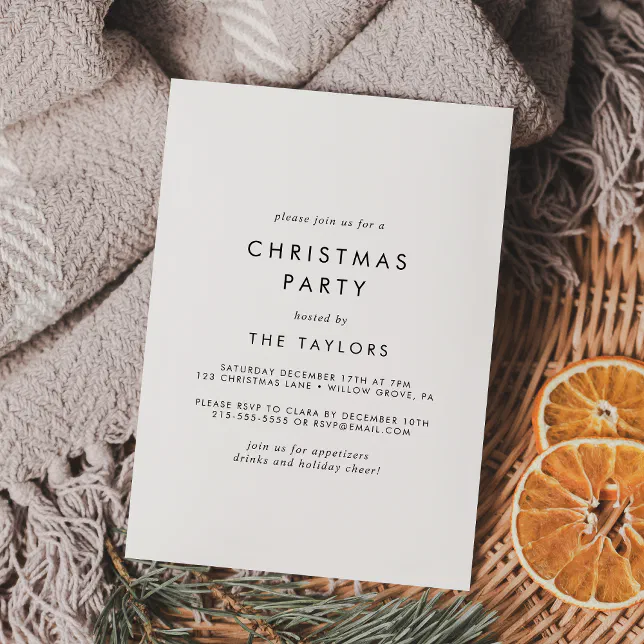 Chic Typography Christmas Party Invitation | Zazzle