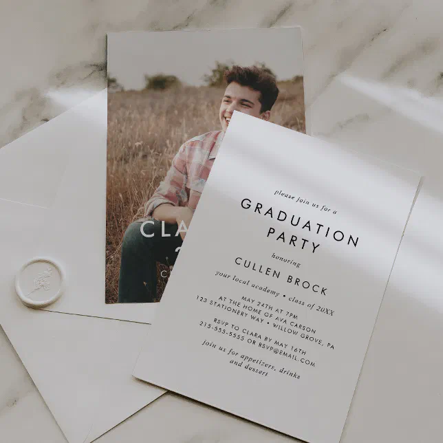 Chic Typography Class of 2024 Photo Graduation Invitation | Zazzle