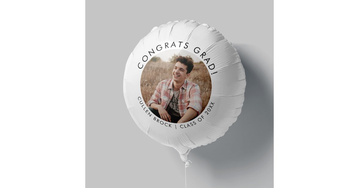 Chic Typography Congrats Grad Photo Graduation Balloon | Zazzle