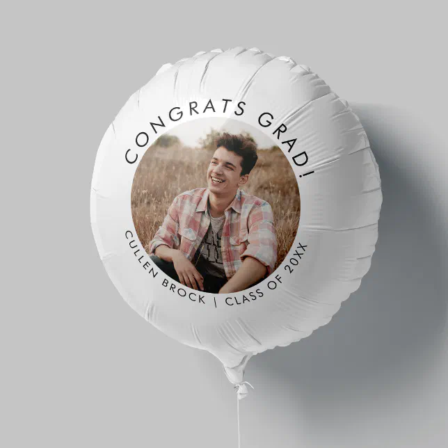 Chic Typography Congrats Grad Photo Graduation Balloon | Zazzle
