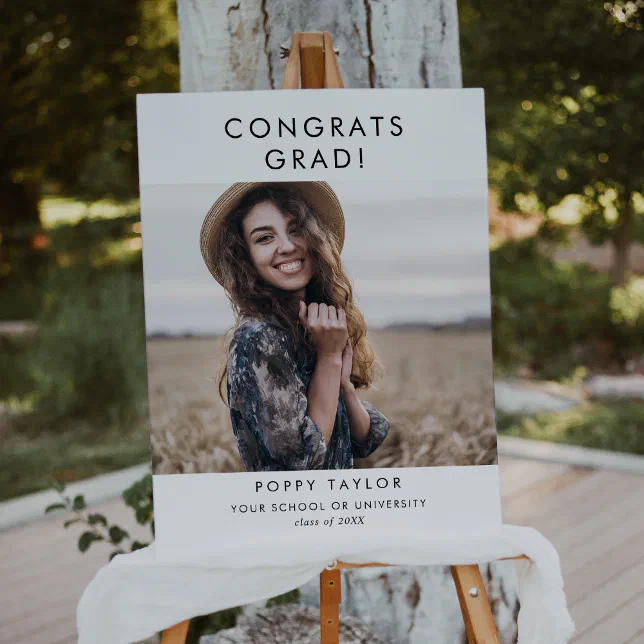 Chic Typography Congrats Grad Photo Graduation Foam Board | Zazzle