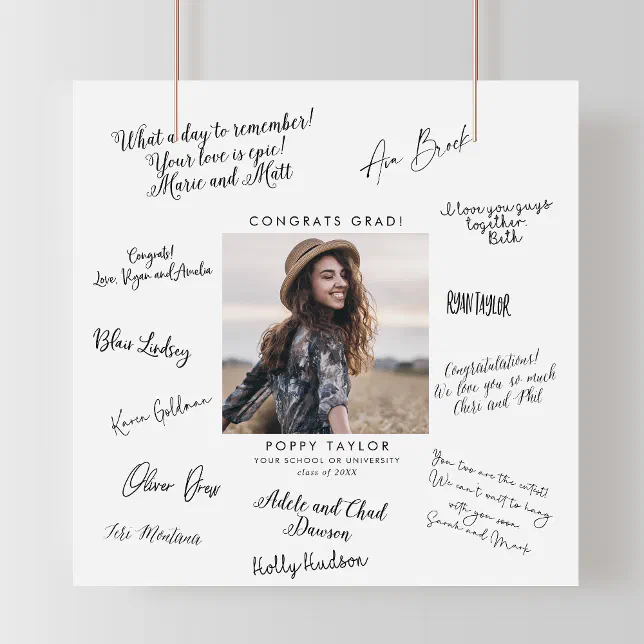 Chic Typography Graduation Guest Signature Poster | Zazzle
