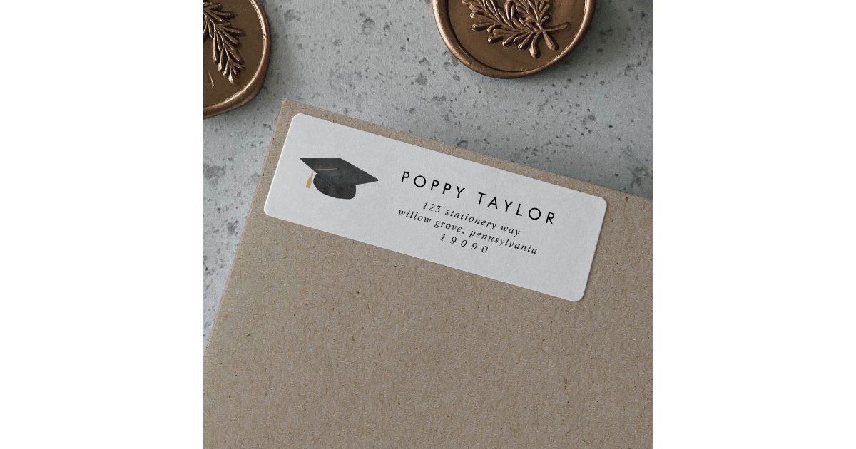 Chic Typography Graduation Return Address Label | Zazzle