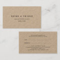 Chic Typography Kraft Paper Refer a Friend Referral Card | Zazzle