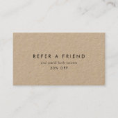 Chic Typography Kraft Paper Refer a Friend Referral Card | Zazzle