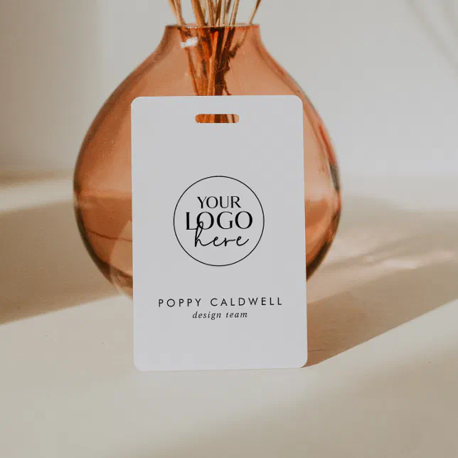Chic Typography Logo QR Code Employee ID Card Badge | Zazzle
