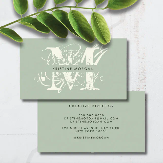 Chic typography monogram name business card | Zazzle