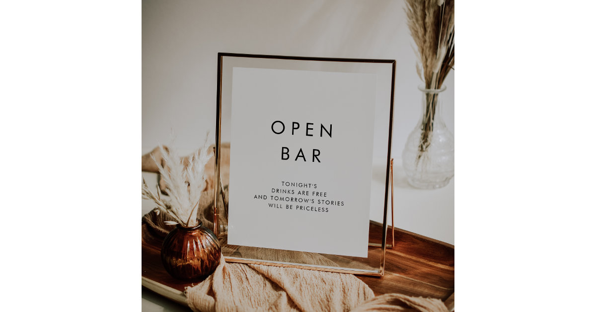 Chic Typography Open Bar Sign | Zazzle