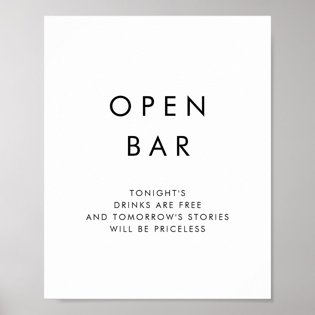 Chic Typography Open Bar Sign | Zazzle