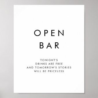 Chic Typography Open Bar Sign | Zazzle
