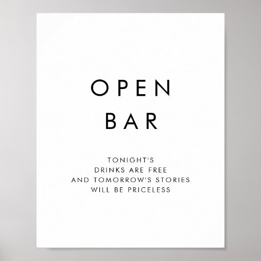 Chic Typography Open Bar Sign | Zazzle