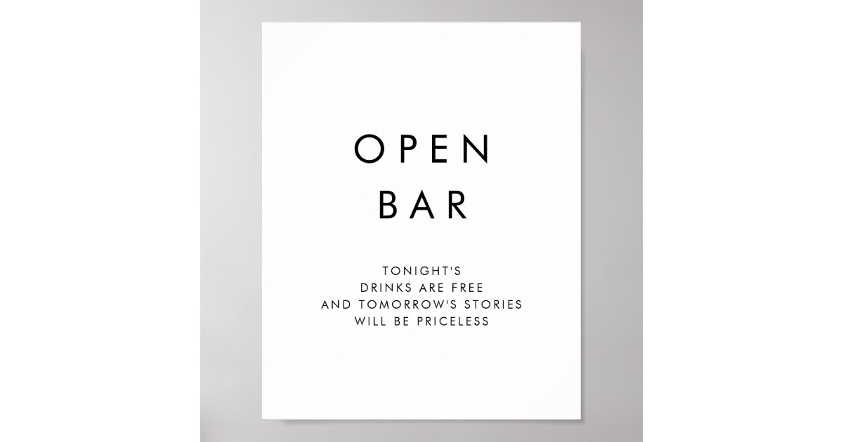 Chic Typography Open Bar Sign | Zazzle