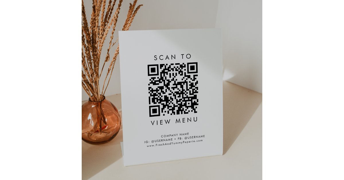 Chic Typography Restaurant Menu QR Code Pedestal Sign | Zazzle