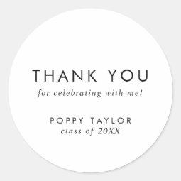 Chic Typography Thank You Graduation Favor Sticker | Zazzle