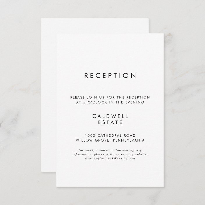 Chic Typography Wedding Reception Enclosure Card | Zazzle.com