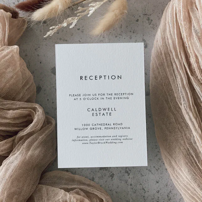 Chic Typography Wedding Reception Enclosure Card | Zazzle