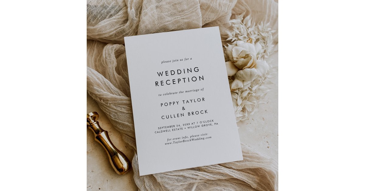 Chic Typography Wedding Reception Invitation | Zazzle