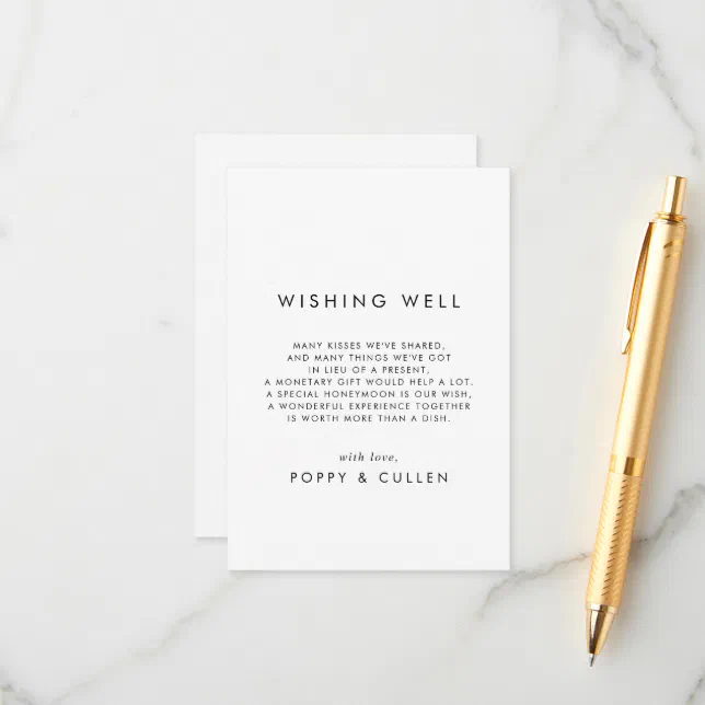 Chic Typography Wedding Wishing Well Card | Zazzle