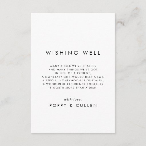 Chic Typography Wedding Wishing Well Card | Zazzle