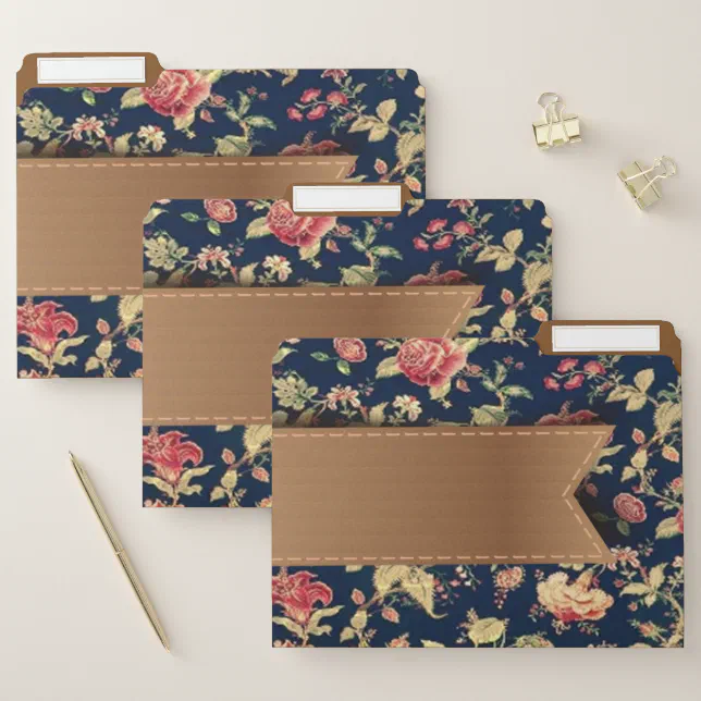 Chic Vintage Floral Pattern File Folder | Zazzle