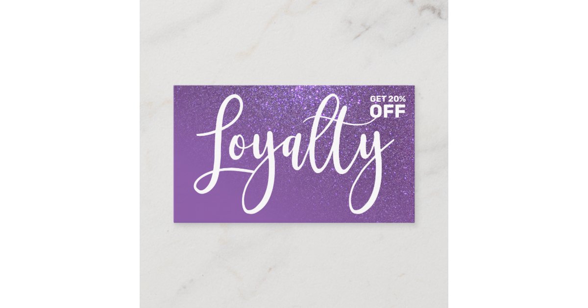 Chic Violet Purple Glitter Gradient Typography Loyalty Card | Zazzle