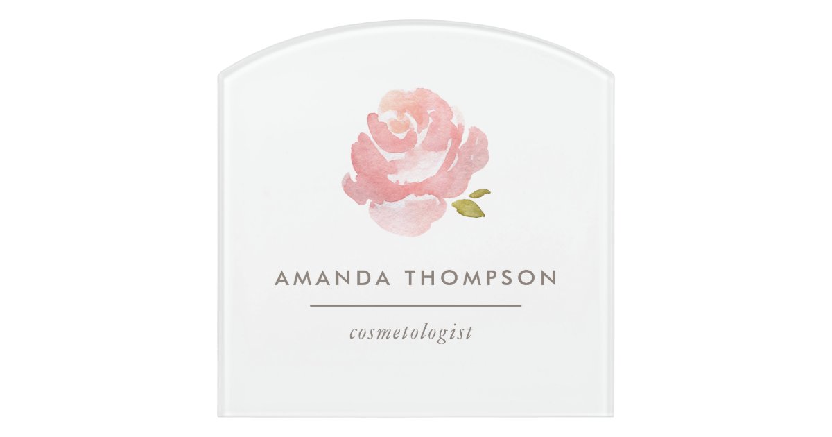 Chic Watercolor Blush Pink Rose Door Sign | Zazzle