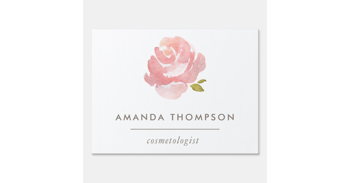 Chic Watercolor Blush Pink Rose Sign | Zazzle