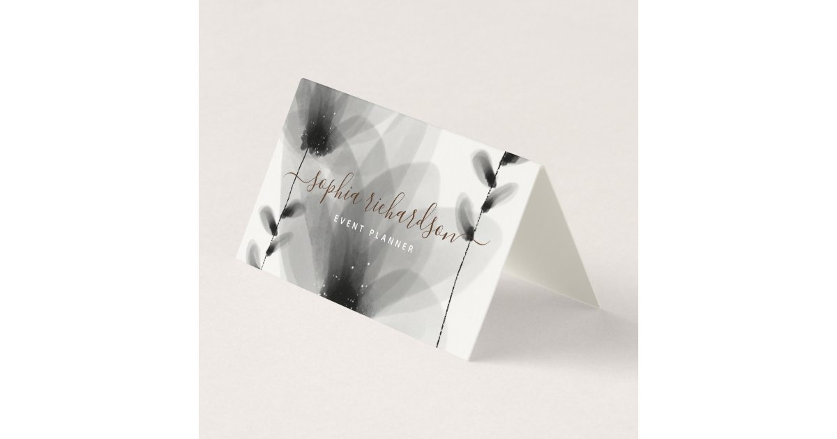 Chic Watercolor Floral Signature Typography Business Card | Zazzle