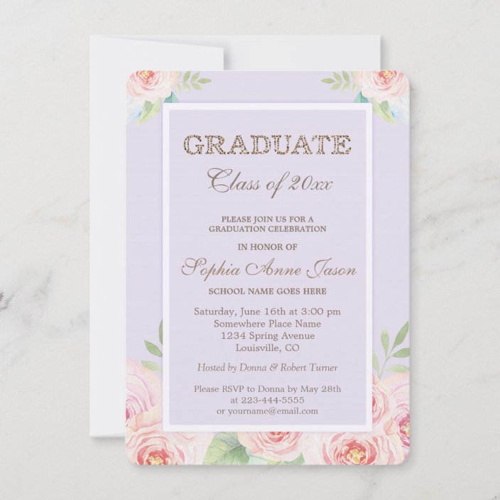 Chic Watercolor Flowers Graduation Party Invite | Zazzle.com