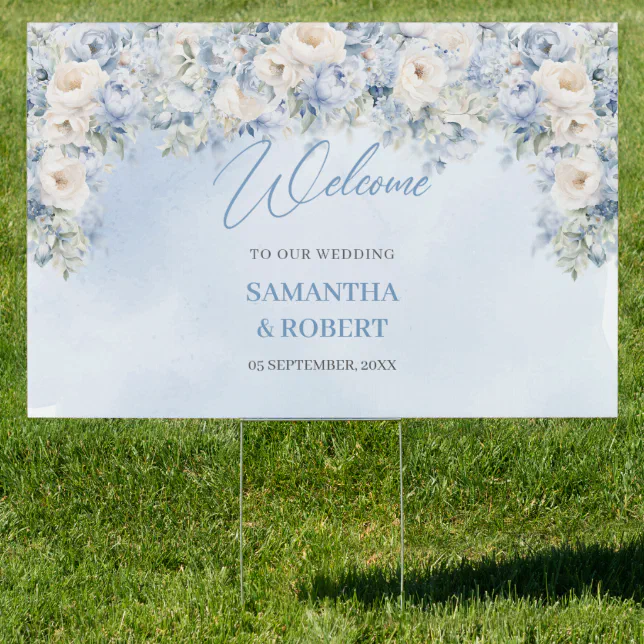 Chic watercolor winter flowers greenery Welcome Sign | Zazzle