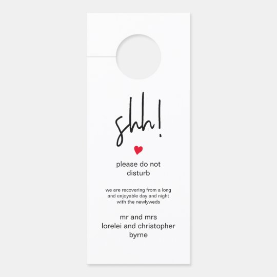 Chic Wedding Guest Shh And Welcome Message Door Hanger | Zazzle.com