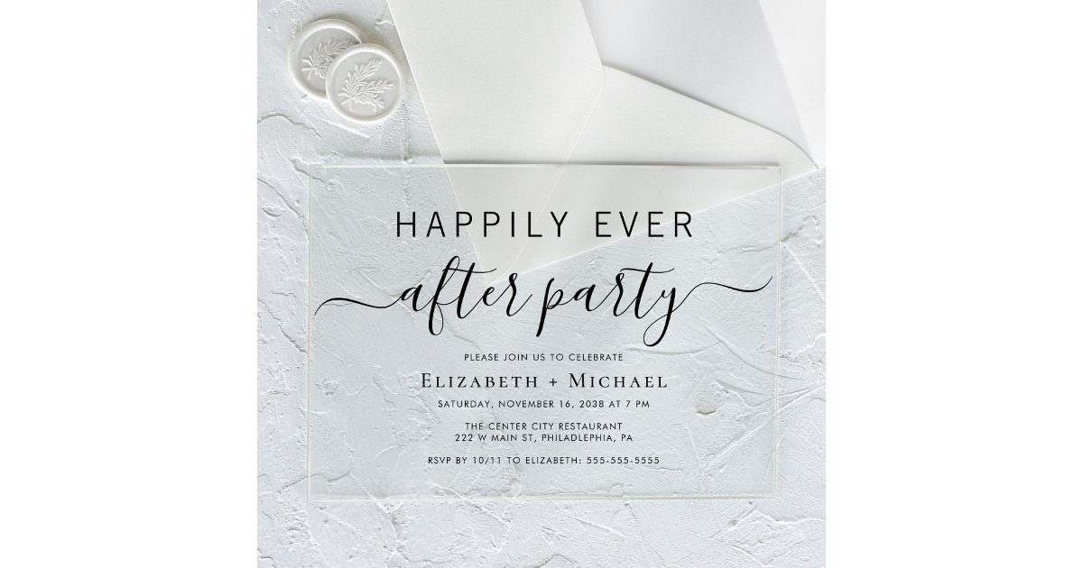 Chic Wedding Reception After Party Acrylic Invitations | Zazzle