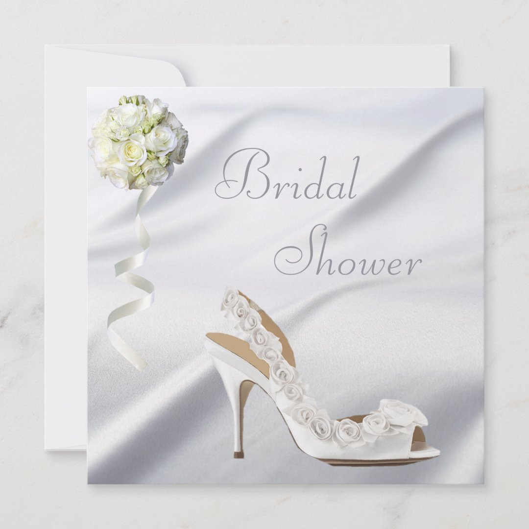 Chic Wedding Shoe & Bouquet Bridal Shower Invitation | Zazzle