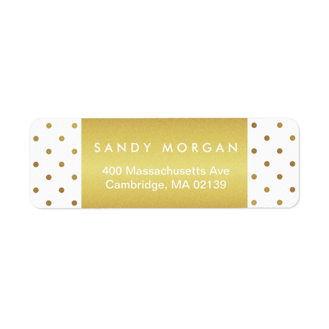 Chic White and Gold Glitter Polka Dots Label | Zazzle
