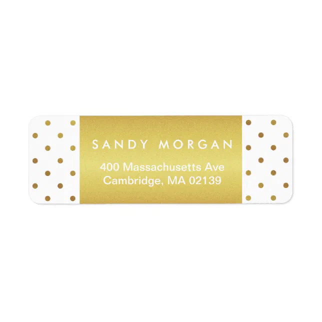 Chic White and Gold Glitter Polka Dots Label | Zazzle