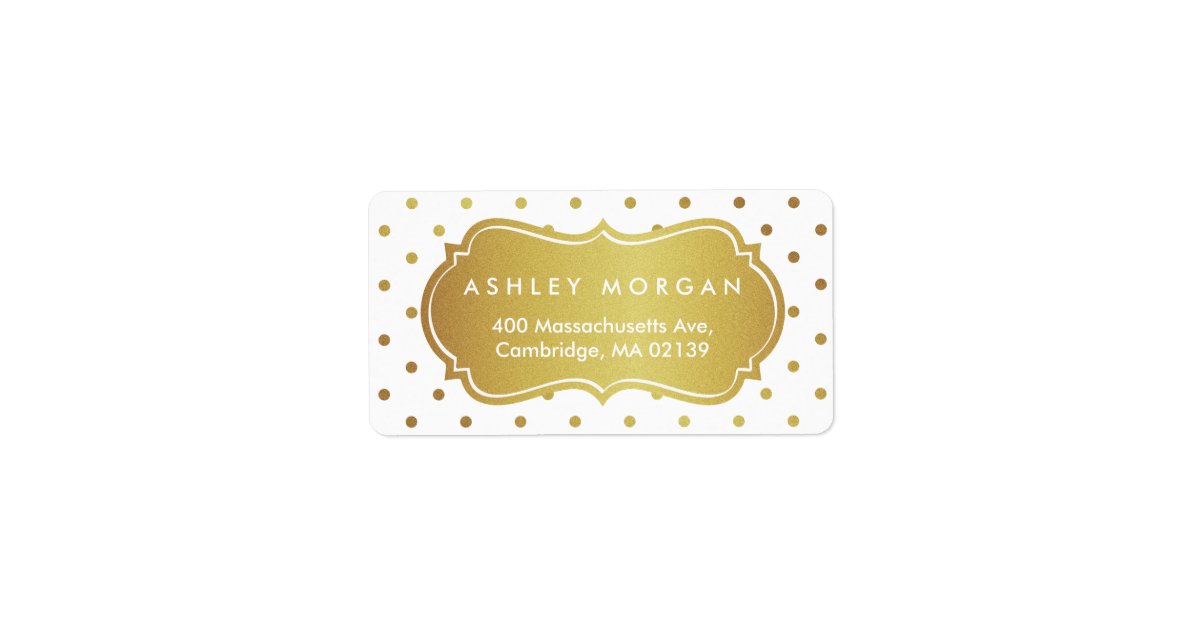 Chic White and Gold Glitter Polka Dots Label | Zazzle