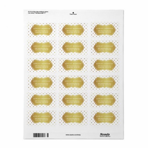 Chic White and Gold Glitter Polka Dots Label | Zazzle