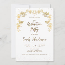Chic White and Gold Starry Night Graduation Party Invitation | Zazzle
