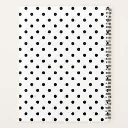 Chic White Black Polka Dots Pattern Planner | Zazzle