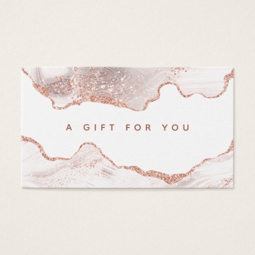 Chic White Marble Agate Rose Gold Gift Card | Zazzle