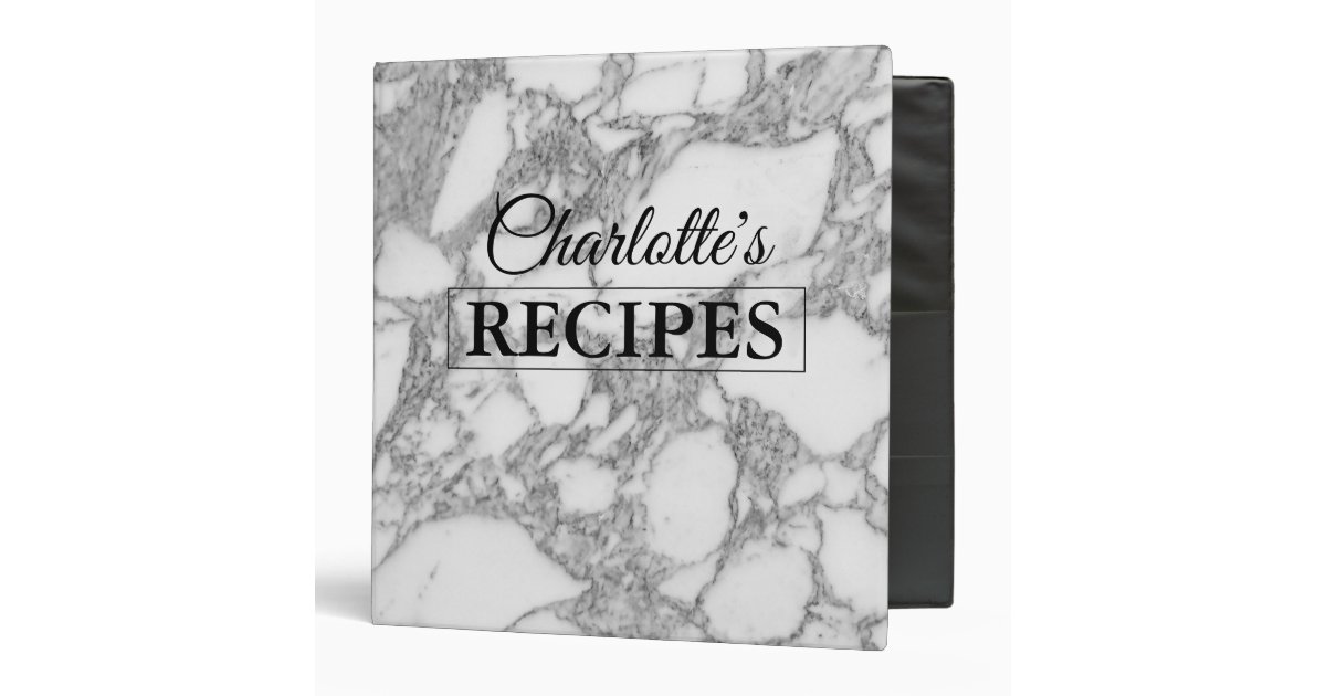 Chic white marble stone kitchen recipe binder book | Zazzle