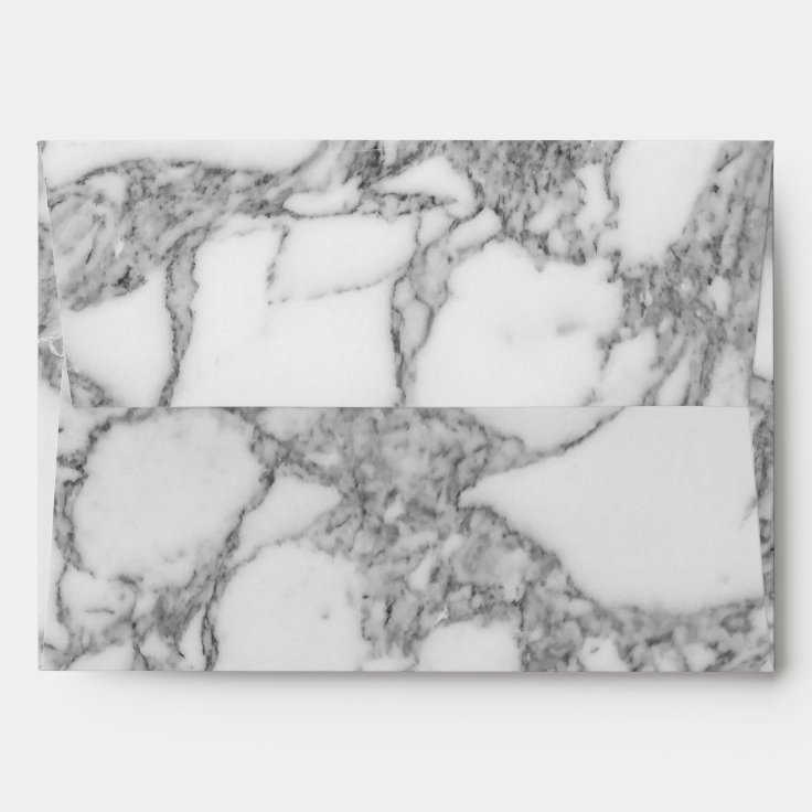 Chic white marble stone print background texture envelope | Zazzle
